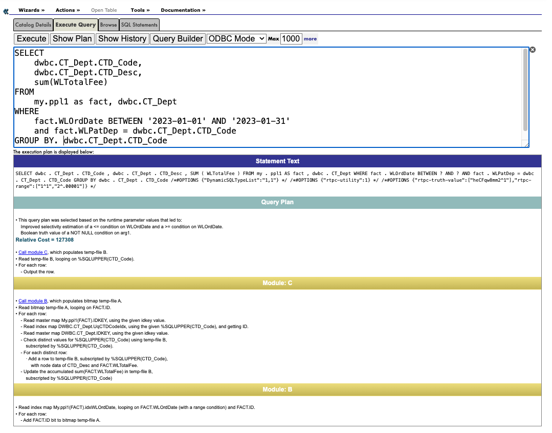Iriscaché Sql优化经验分享 查询计划query Plan Intersystems Developer Community